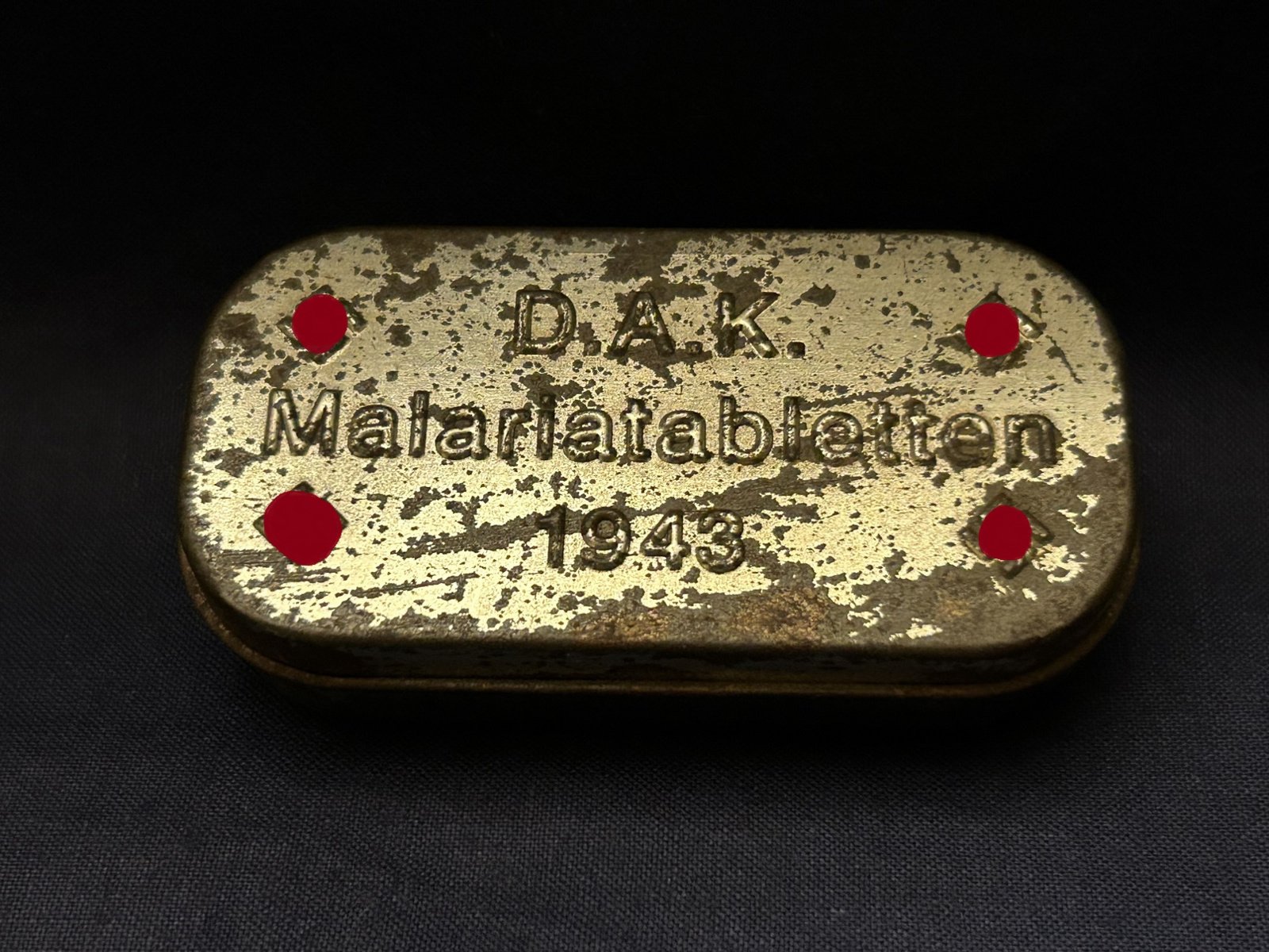 D.A.K . Malariatabletten blikje 1943 – Hasenbos Militaria